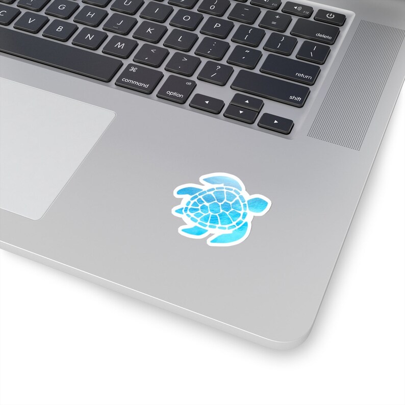 Ocean Sea Turtle Vsco Sticker, Beach Wave Watercolor Blue Laptop Vinyl ...