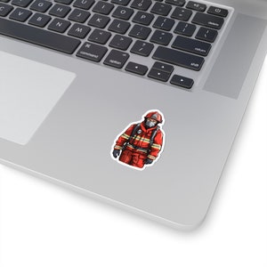 Firefighter Sticker Decal, Fireman Art Vinyl Laptop Cute Waterbottle ...