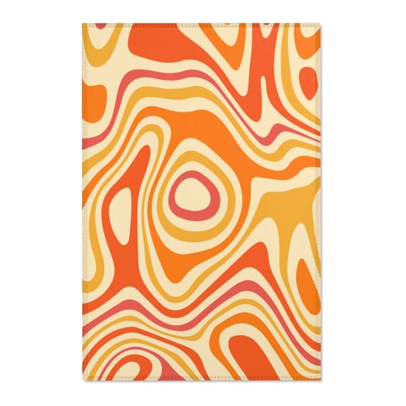 Groovy Area Rug Carpet Orange Retro Funky Trippy 70s Print | Etsy