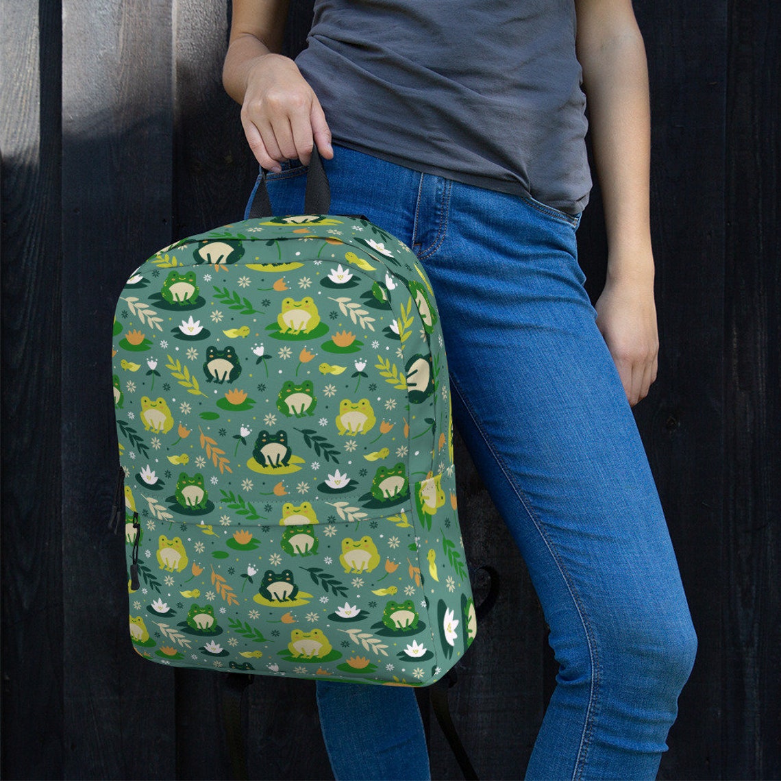 Frog Backpack Cute Kawaii Green 15 Laptop Men Women - Etsy