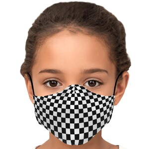 Black White Check Face Mask With Filter, Checkered Gingham Racing ...