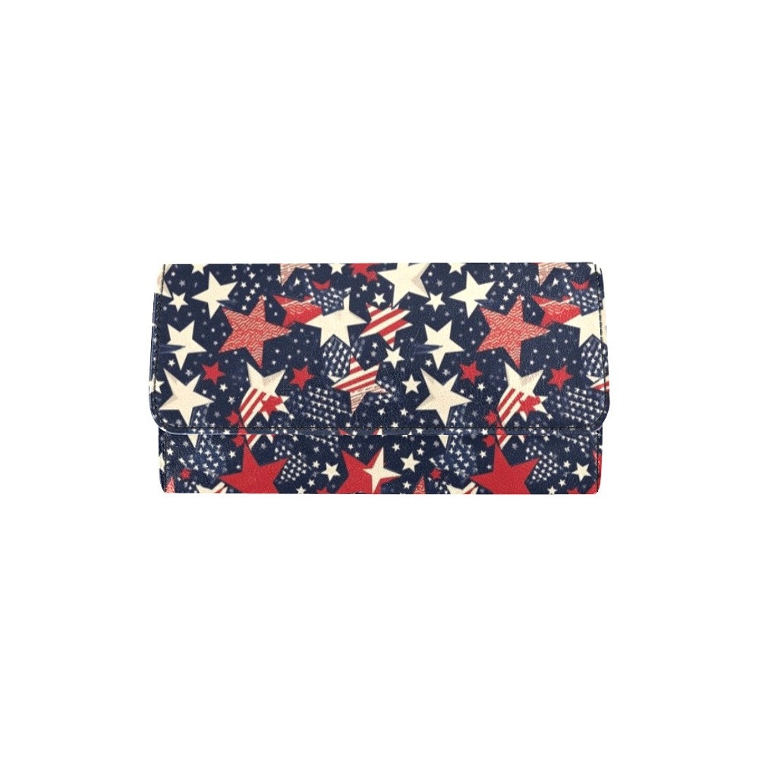 American Stars Stripes Women Wallet Red White Blue USA Faux - Etsy