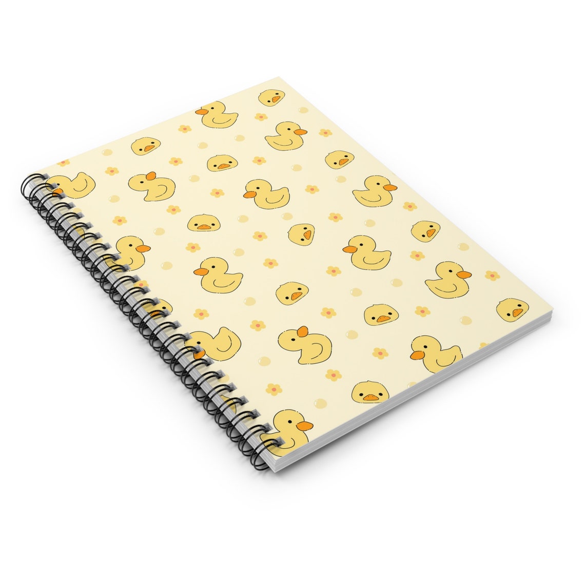 Cute Duck Spiral Notebook, Yellow Animal Pattern Design Journal ...