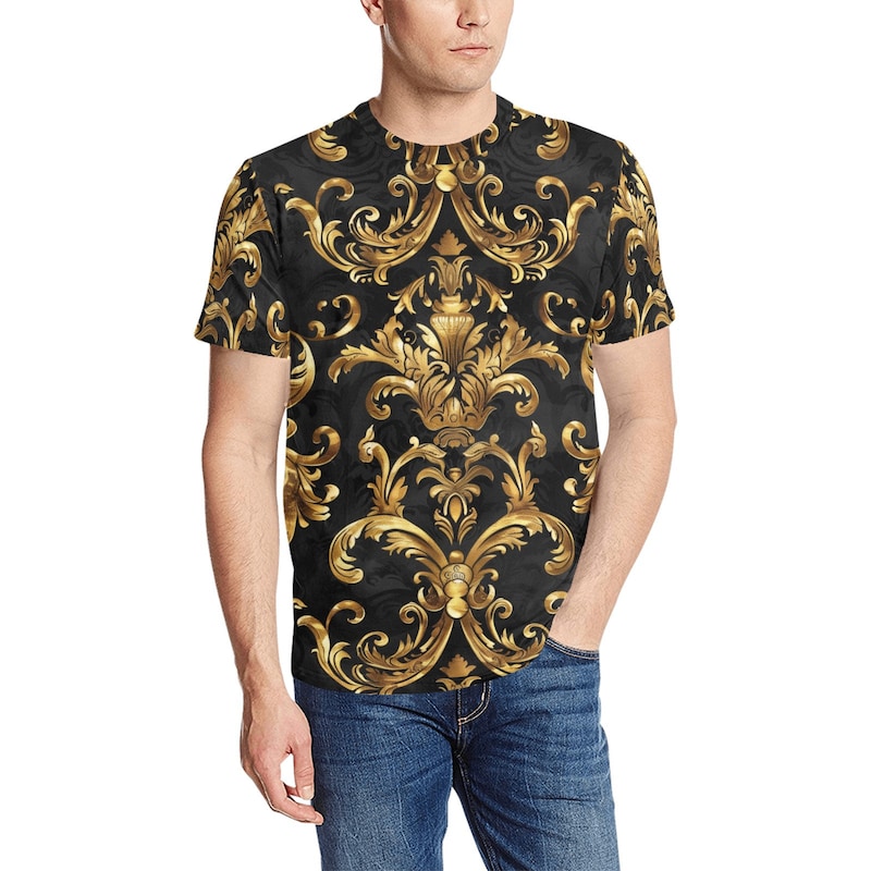 Baroque Print Shirt Men - Etsy
