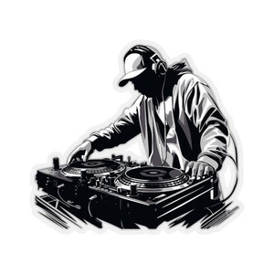 DJ Mixing Sticker Decal, Turntables EDM Music Art Vinyl Laptop Cute ...