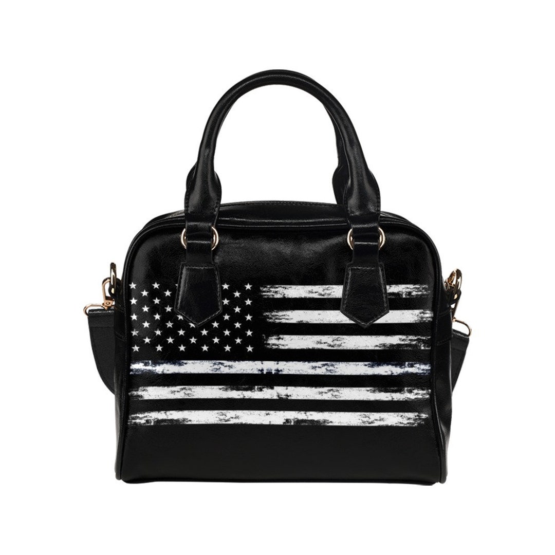 American Flag Purse, Distressed USA Patriotic Black Cute Small Shoulder ...