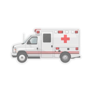 Ambulance Sticker Decal, Red Cross Emergency Vehicle EMS Art Vinyl ...
