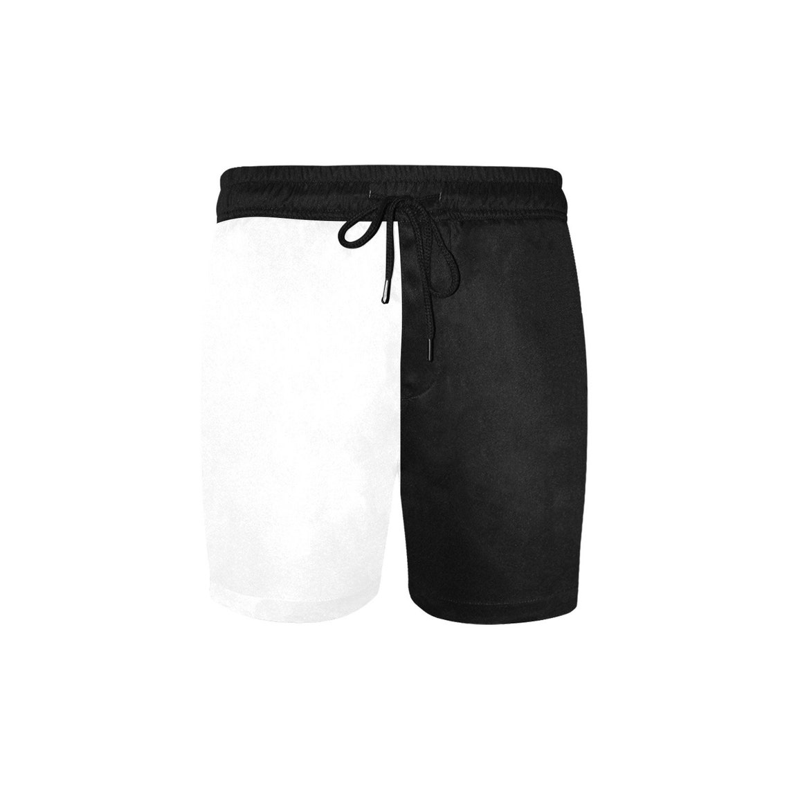 Half Black Half White Men Swim Trunks Shorts, Two Tone Mid Length Beach ...