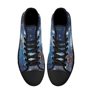 Galaxy Men High Top Shoes, Canvas Blue Space Sneakers Nebula Universe ...