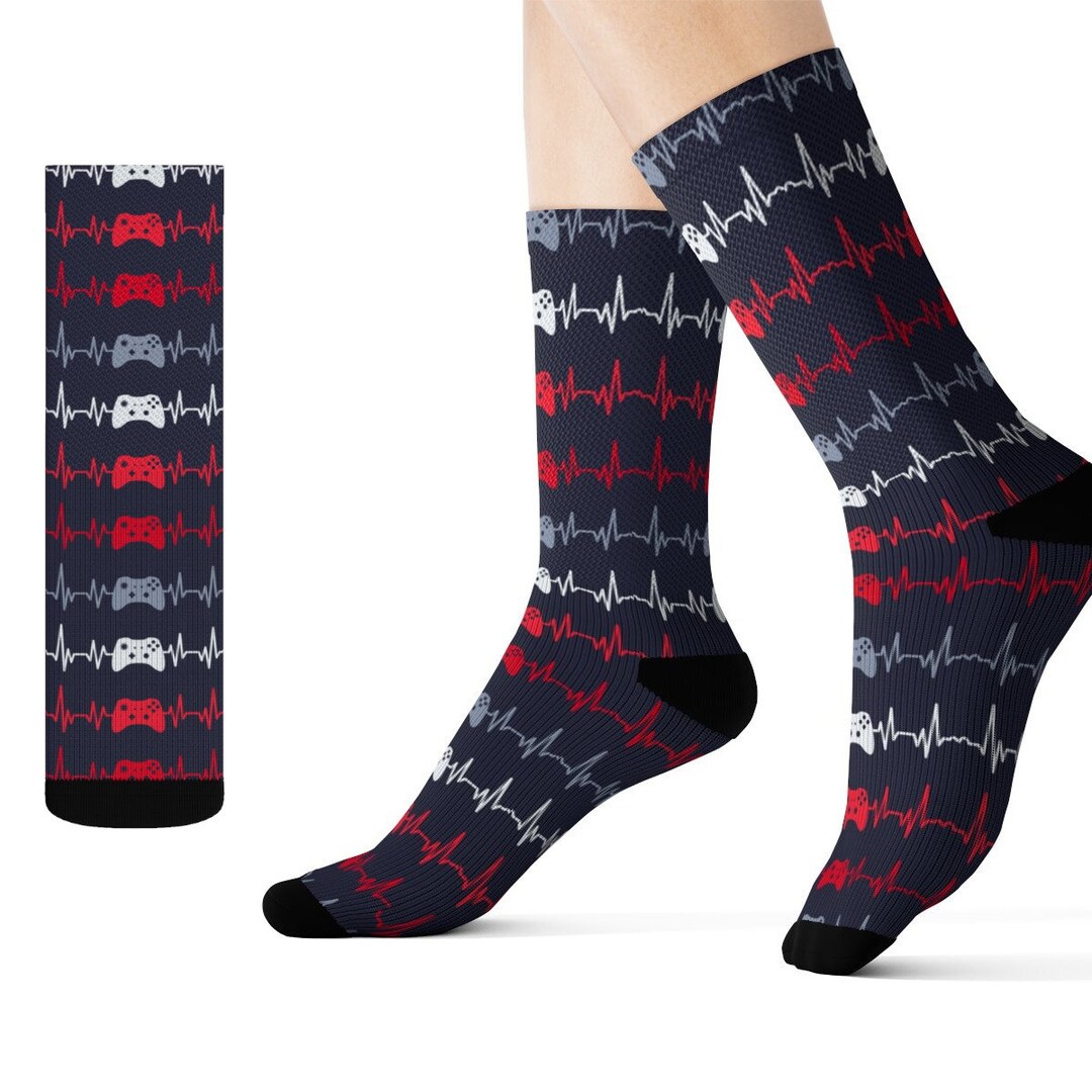 Gamer Heartbeat Socks, 3D Sublimation Socks Video Game Gaming Lover ...