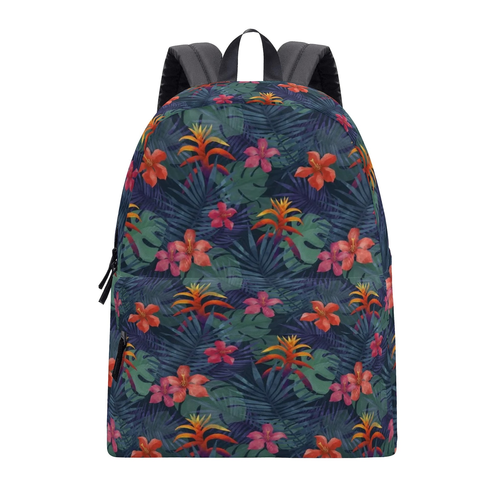 Tropical Flowers Backpack, Jungle Floral Hawaiian Green Men Women Kids ...