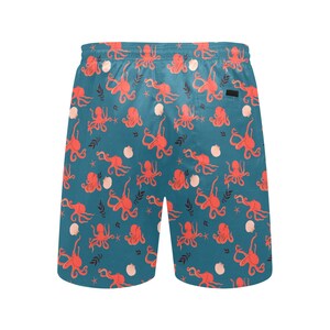 Octopus Men Swim Trunks, Ocean Sea Print Mid Length Shorts Beach ...