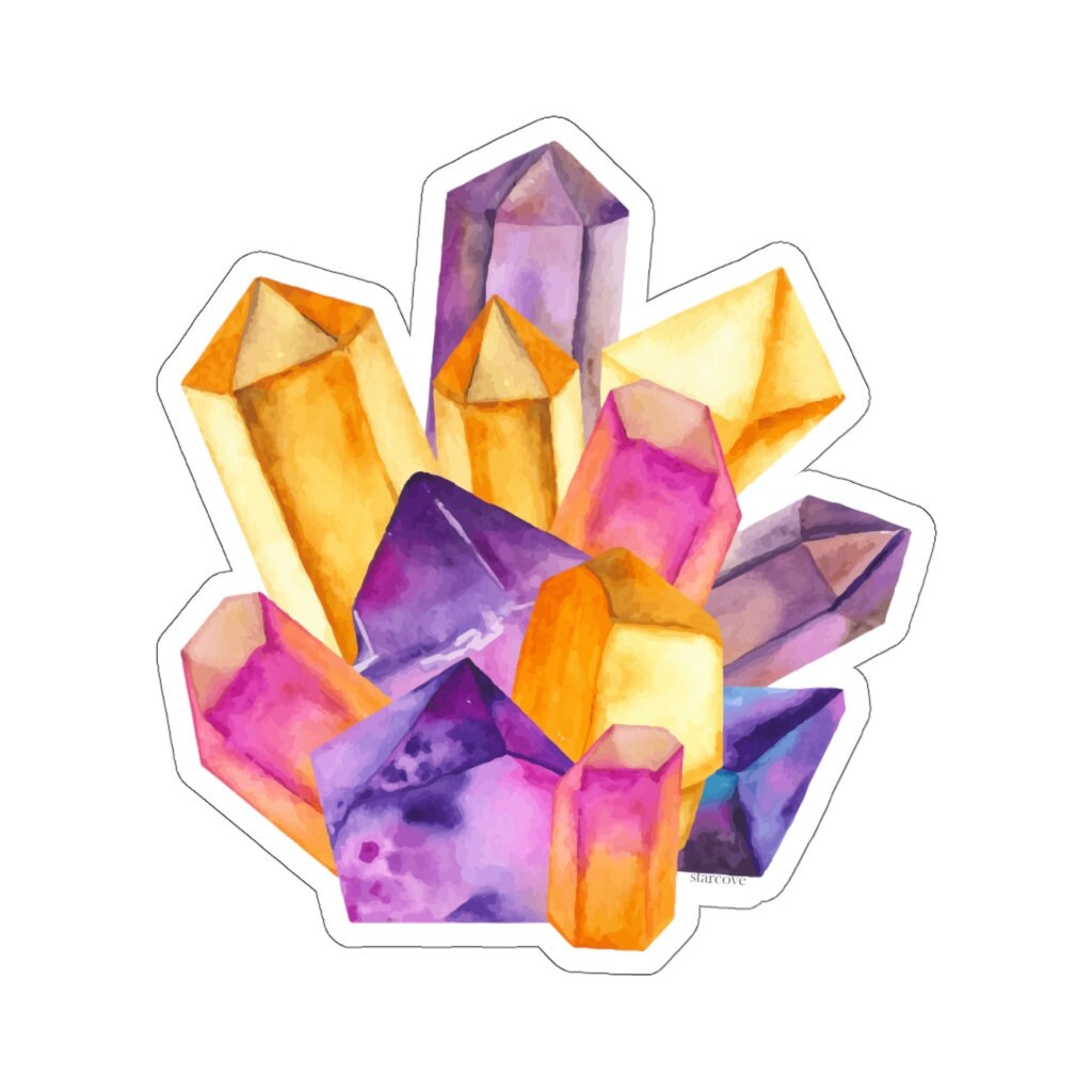 Colored Crystals Sticker Watercolor Diamond Gem Cute | Etsy