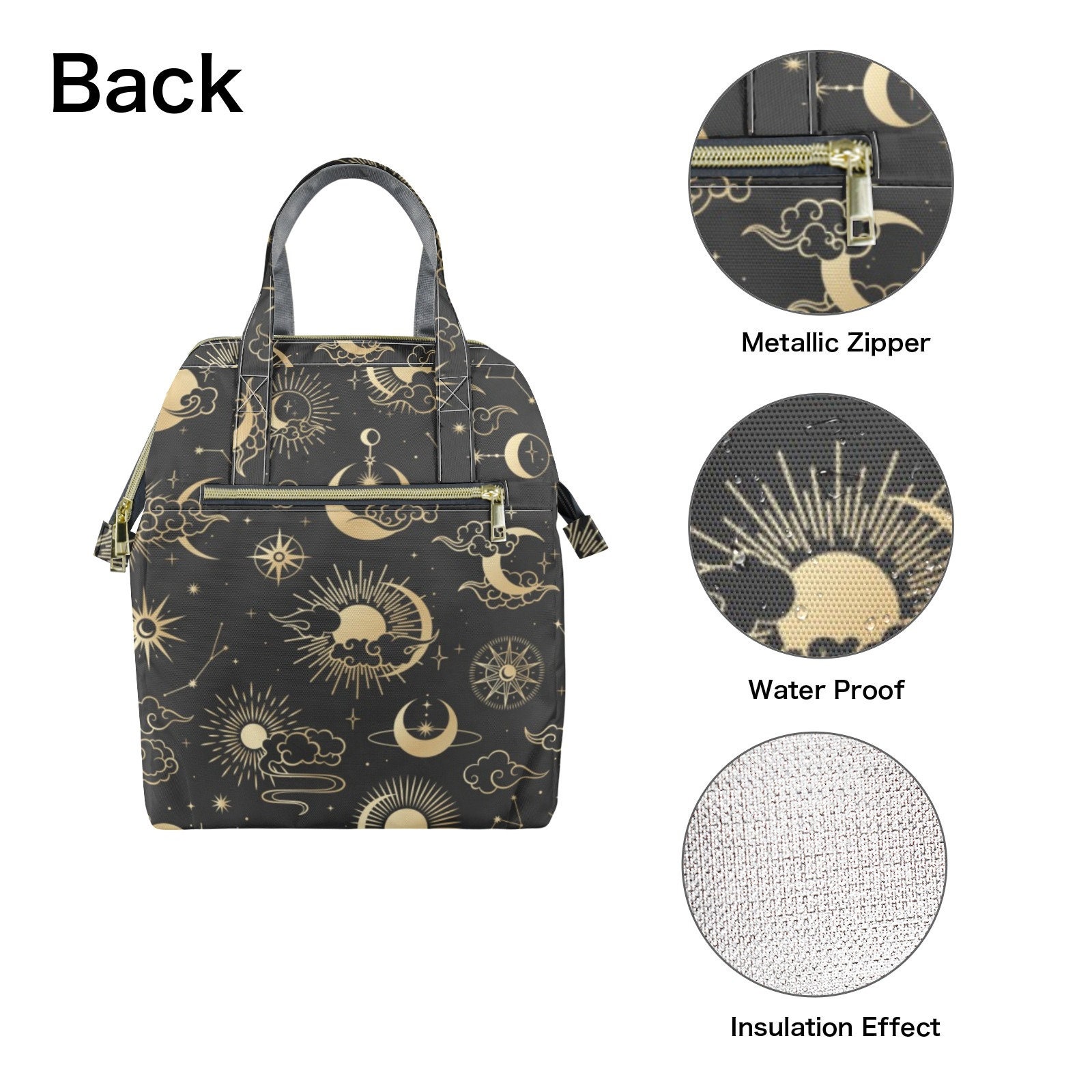 Sun Moon Insulated Lunch Box Bag Tote, Constellation Celestial Space ...