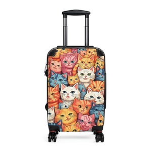Cats Suitcase Luggage, Kittens Carry on With 4 Wheels Cabin Travel ...