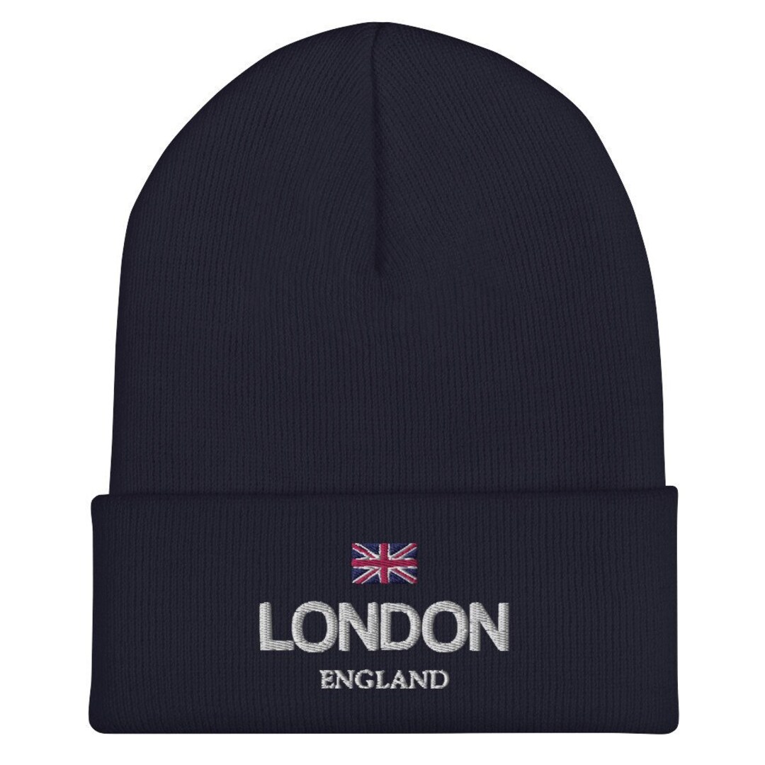 London Embroidered Cuffed Beanie, England UK Flag Embroidery Party Men ...