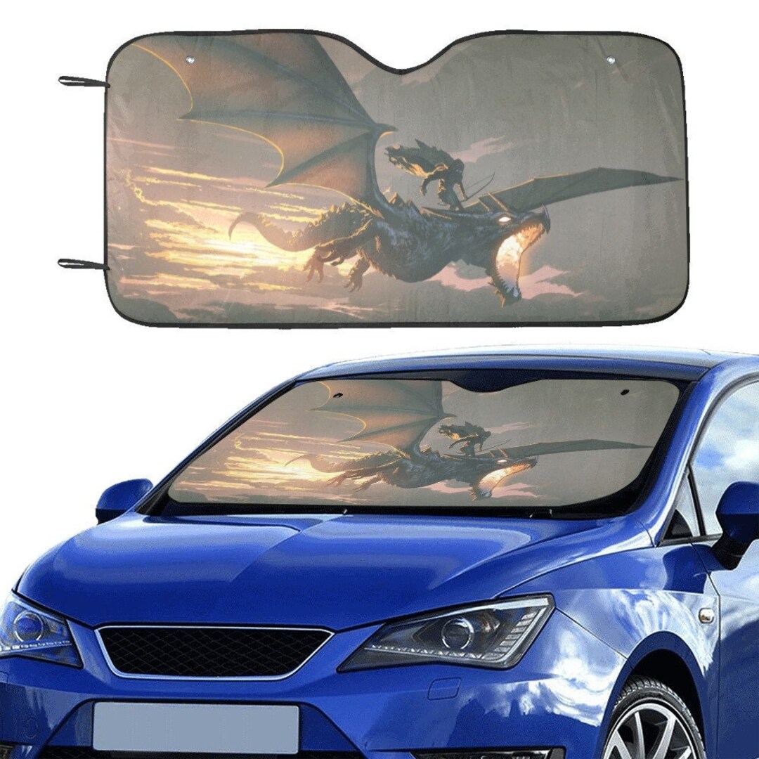 Dragon Car Sun Shade for Windshield, Flying Fantasy Car Accessories ...