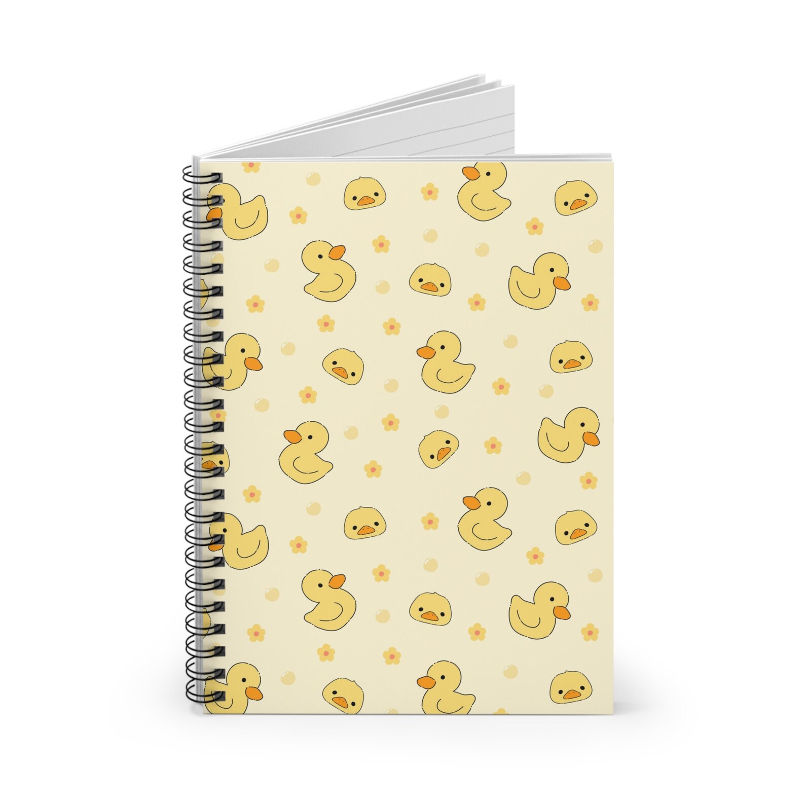Cute Duck Spiral Notebook, Yellow Animal Pattern Design Journal ...