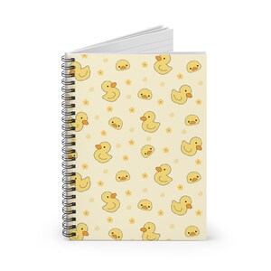 Cute Duck Spiral Notebook, Yellow Animal Pattern Design Journal ...