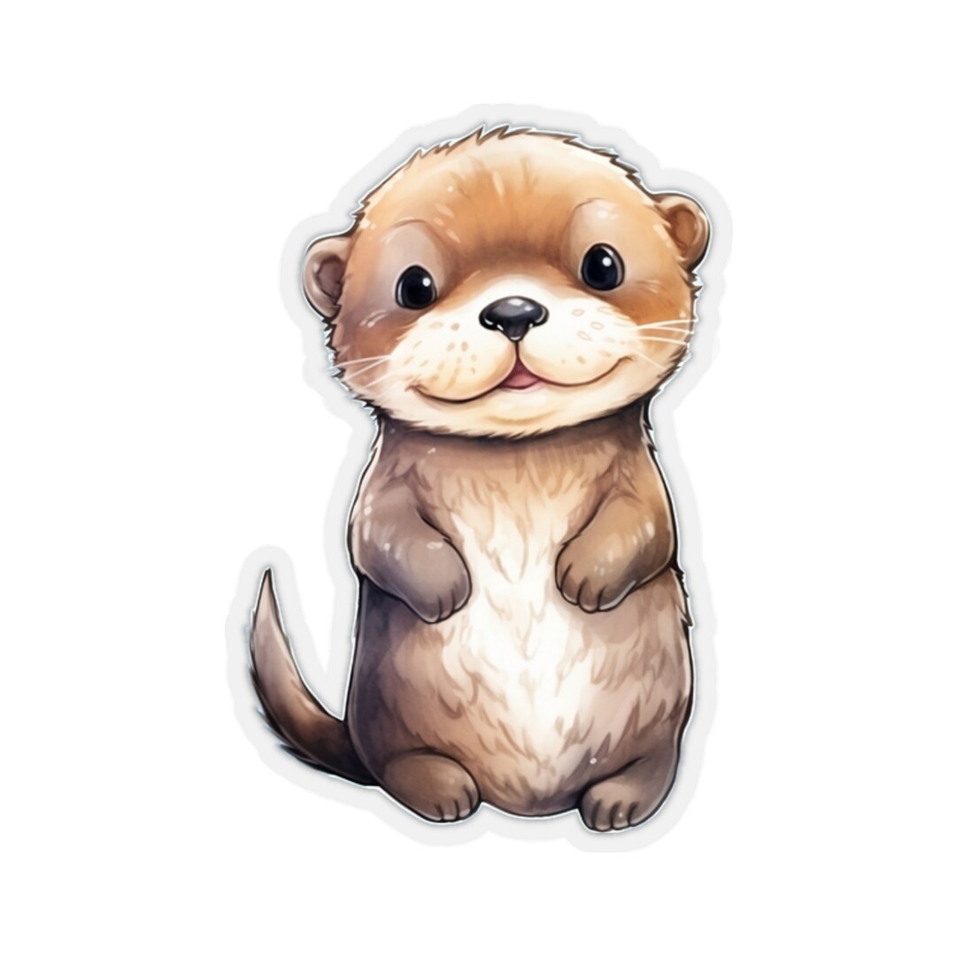 Baby Otter Sticker, Animal Art Laptop Decal Vinyl Cute Waterbottle ...