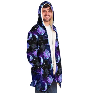 Sun Moon Hooded Cloak, Stars Purple Celestial Space Men Women Modern ...