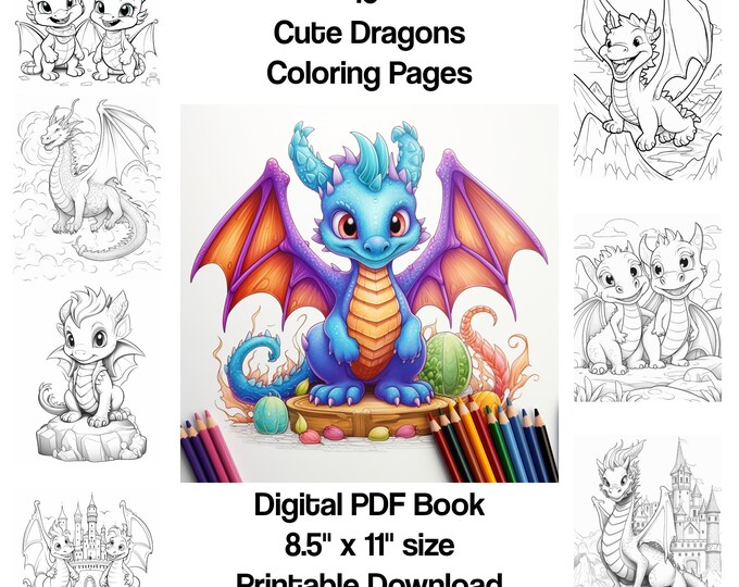 Coloring, Baby, Dragons, Pages, Kids, Animals, Fantasy, Simple, Design ...