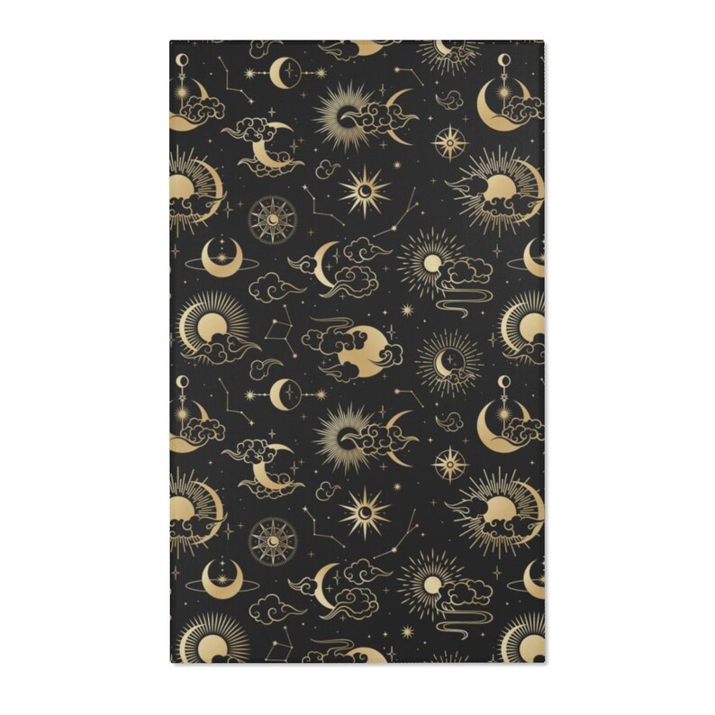 Moon Stars Area Rug Carpet Black Constellation Home Floor - Etsy