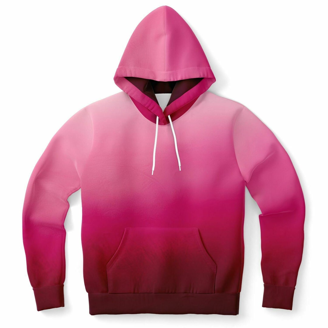 Red Pink Ombre Hoodie, Gradient Tie Dye Pullover Men Women Adult ...