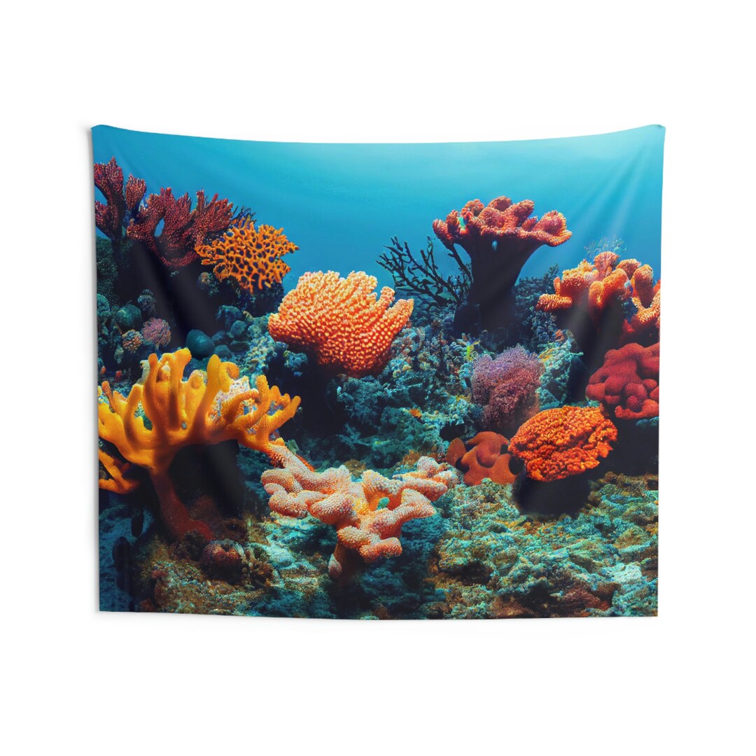 Coral Reef Tapestry, Under Water Photo Ocean Wall Art Hanging Landscape ...