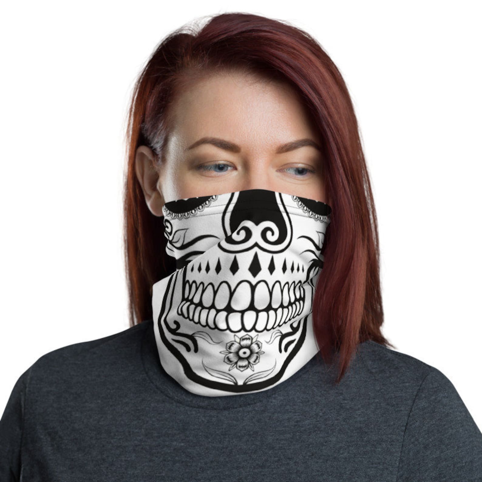 Sugar Skull Face Mask Neck Gaiter Day of the Dead Mexican - Etsy
