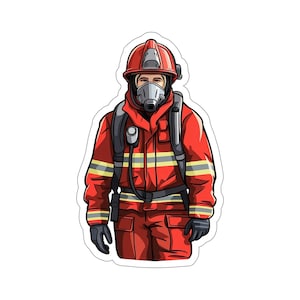 Firefighter Sticker Decal, Fireman Art Vinyl Laptop Cute Waterbottle ...