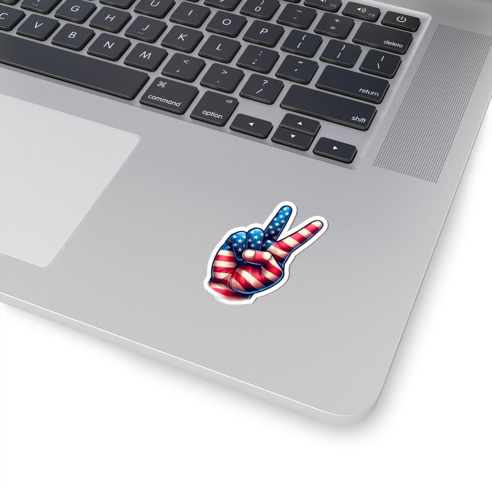 Hand Peace Sign Sticker Decal, American Flag Patriotic Art Vinyl Laptop ...