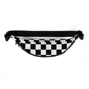 Fanny Pack, Black and White Checkered, Check Festival Hip Waist Bag ...