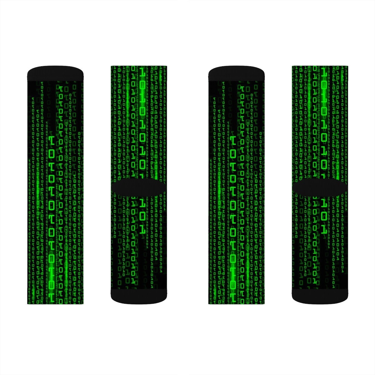 Computer Digital Socks, 3D Printed Sublimation Green Binary Code