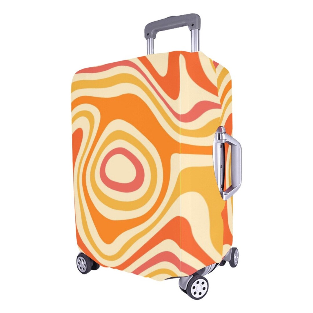 Retro Groovy Luggage Cover, Vintage 70s Funky Orange 1970s Aesthetic ...