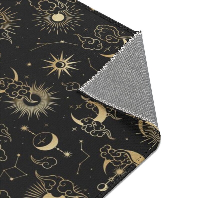 Moon Stars Area Rug Carpet, Black Constellation Home Floor Decor Chic ...