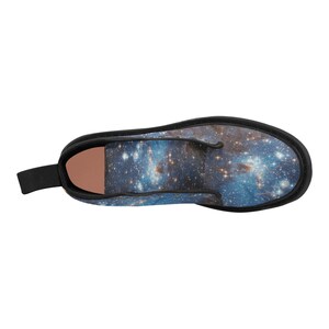 Galaxy Boots Women's Vegan Canvas Lace up Shoes, Blue Universe Space ...