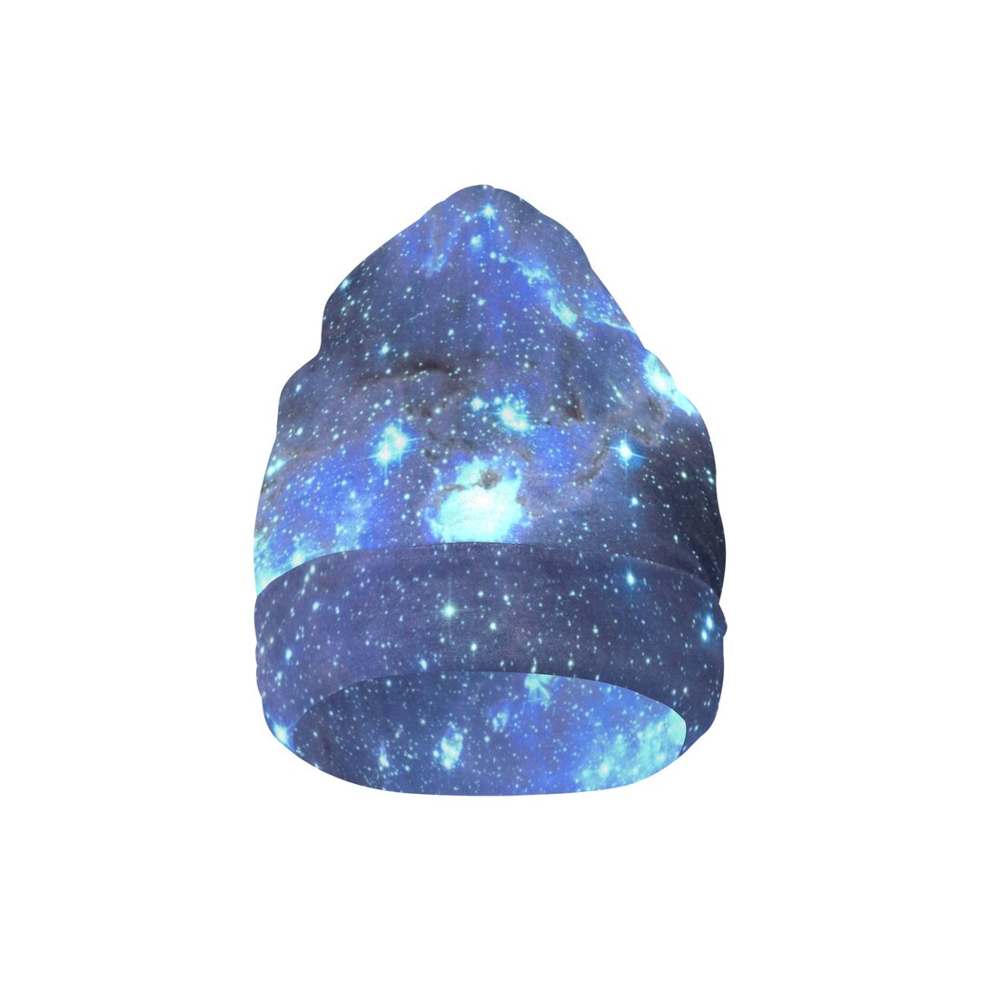 Galaxy Beanie, Blue Space Universe Stars Soft Fleece Party Men Women ...