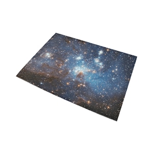 Galaxy Space Area Rug Carpet, Stars Universe Blue Dark Home Floor Decor ...