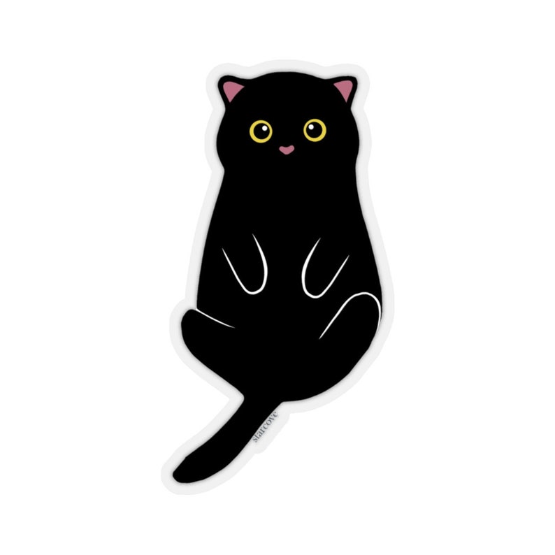 Black Cat Sticker, Kitty Pet Laptop Decal Vinyl Cute Waterbottle ...