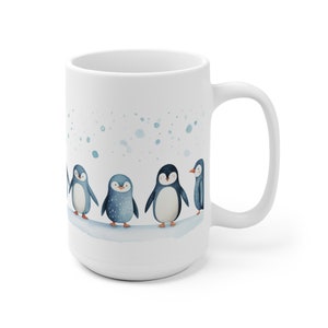 Cute Penguins Coffee Mug, Watercolor Art Ceramic Cup Tea Hot Chocolate ...