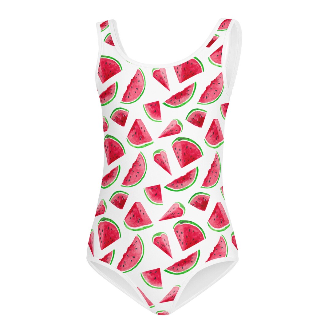 Watermelon Girls Swim Suit (2T-7), Summer Fruit White Kids One Piece ...