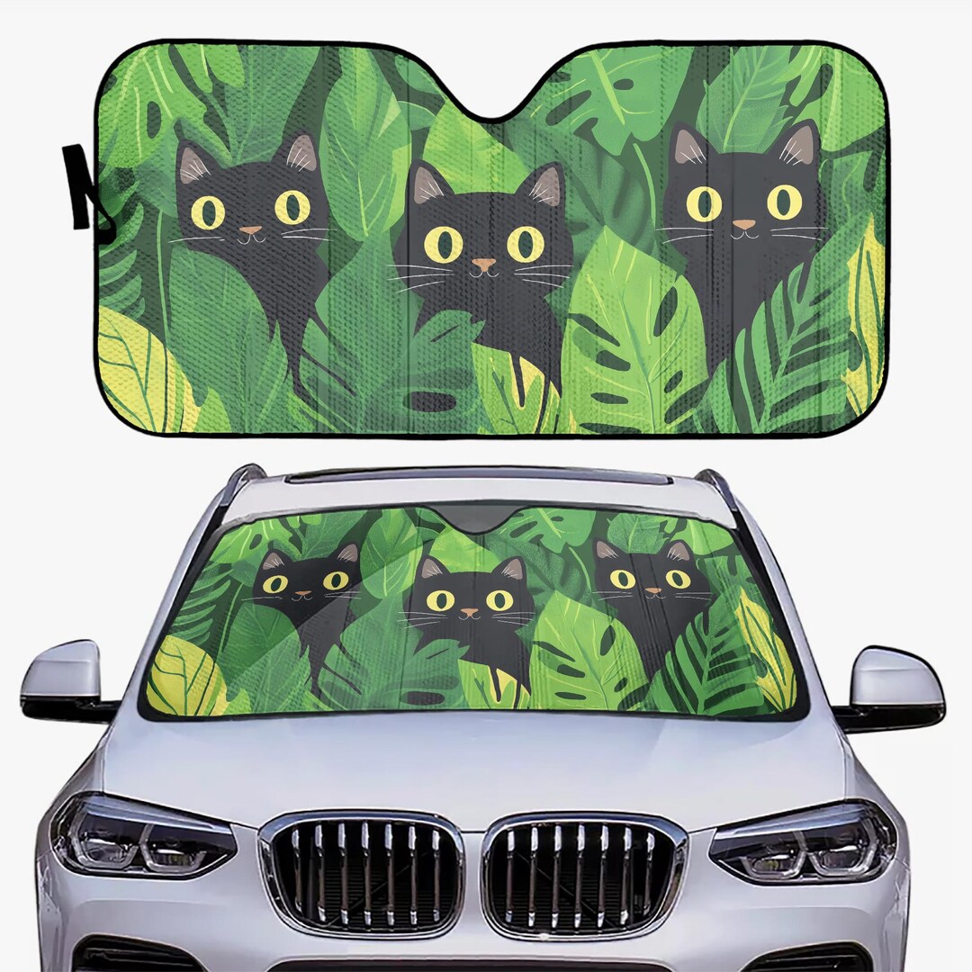 Cute Cats Sun Windshield, Anime Forest Plants Car Vehicle Accessories ...
