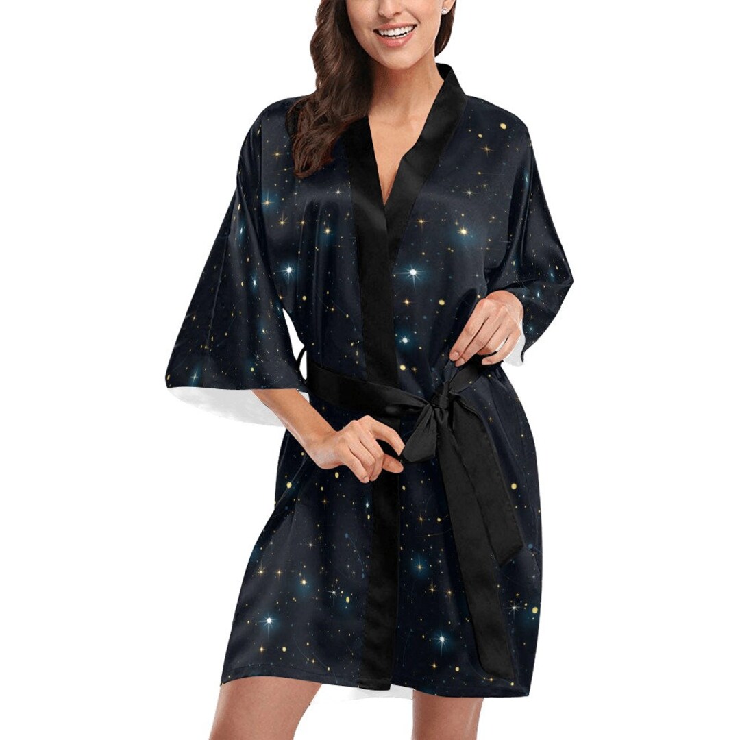 Constellation Space Kimono Robe, Galaxy Celestial Universe Blue Stars ...