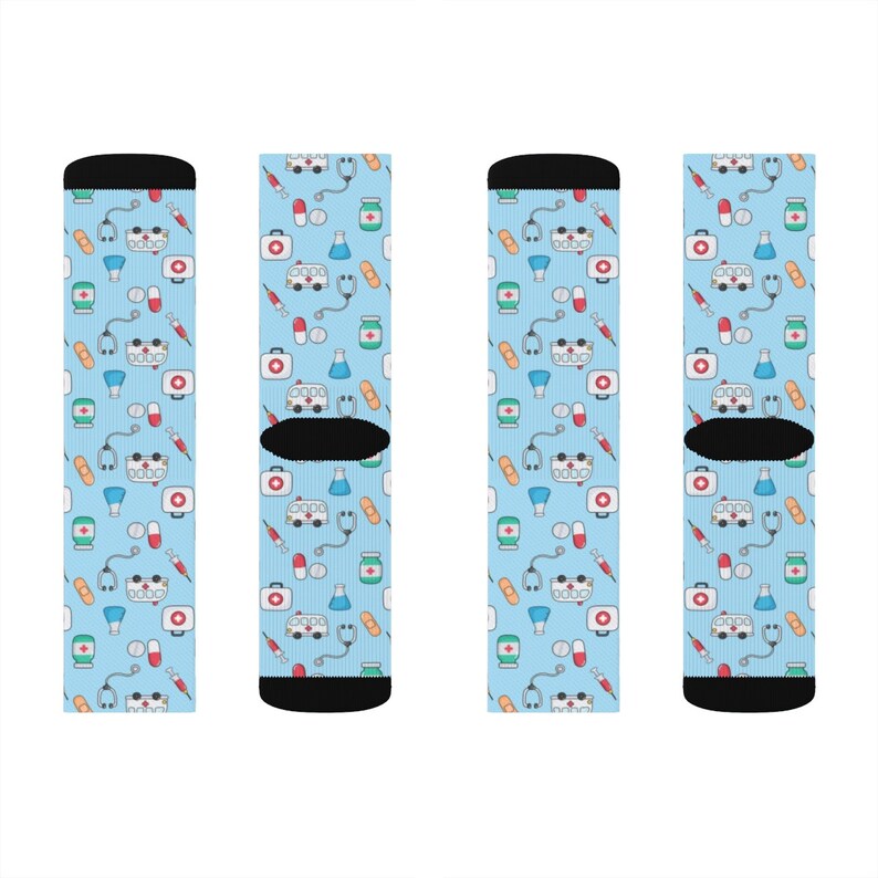 Medical Print Socks, 3D Sublimation Socks Doctor Nurse Pharmacy Pattern ...