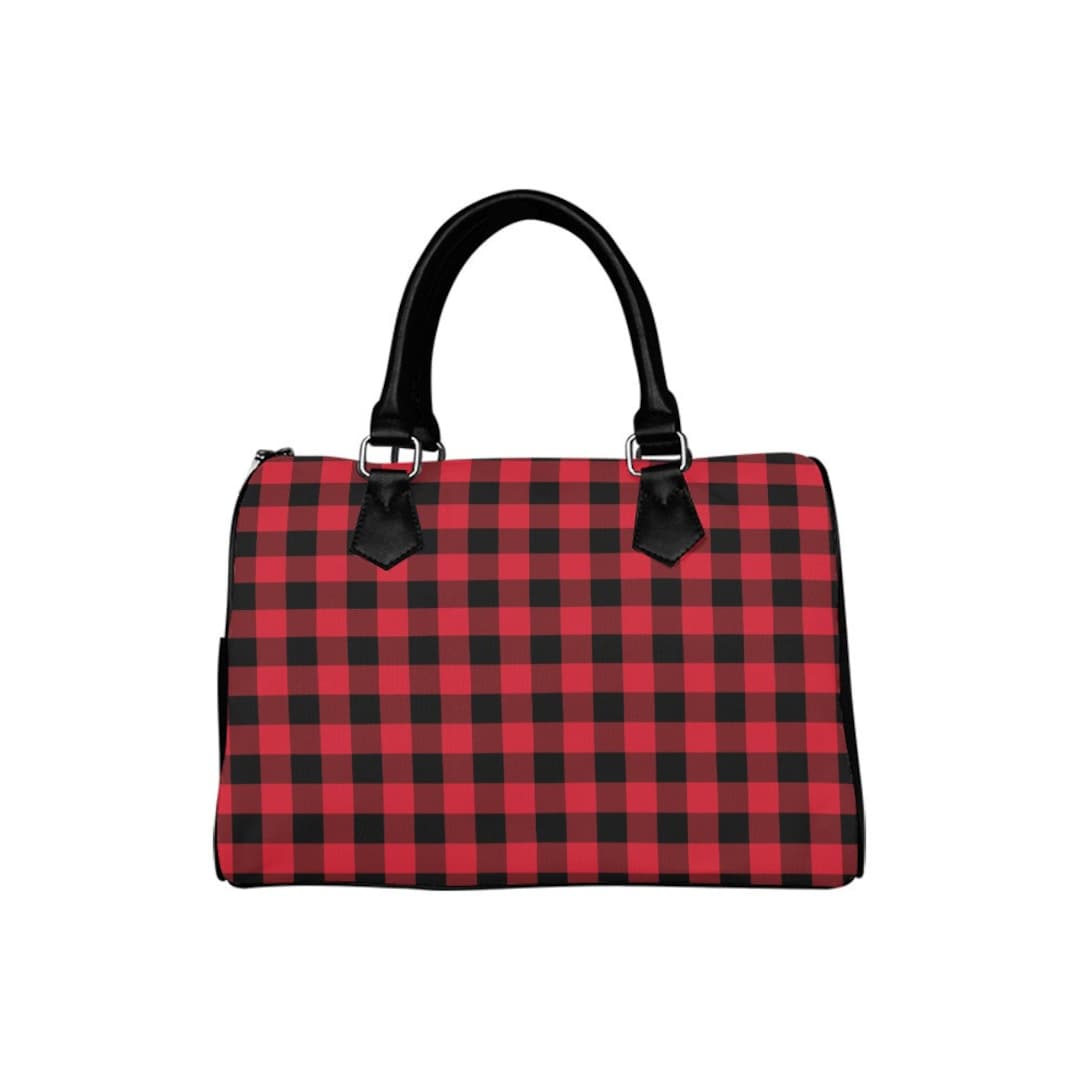 Red and Black Buffalo Plaid Handbag, Women Ladies Checkered Check Print ...
