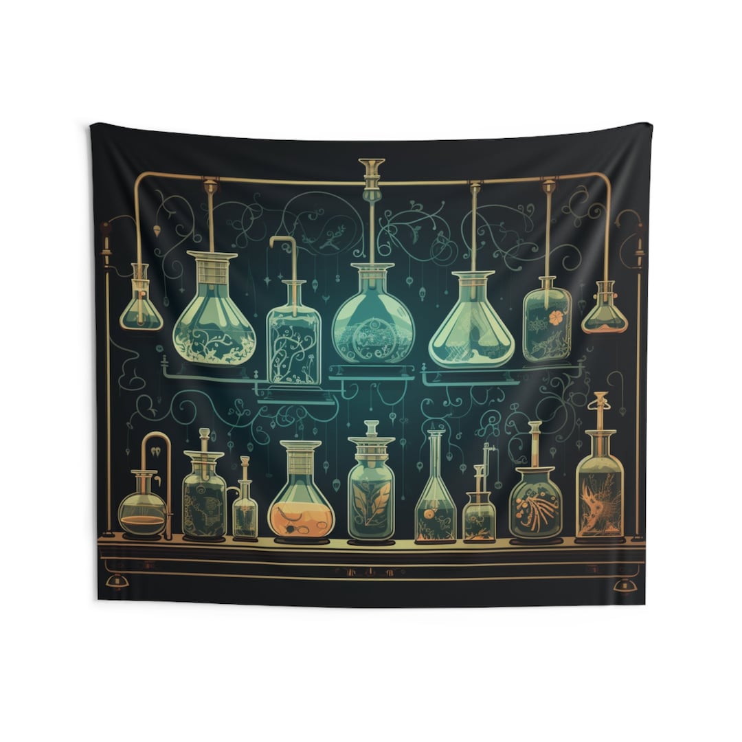 Science Tapestry, Lab Equipment Chemistry Wall Art Hanging Cool Unique ...