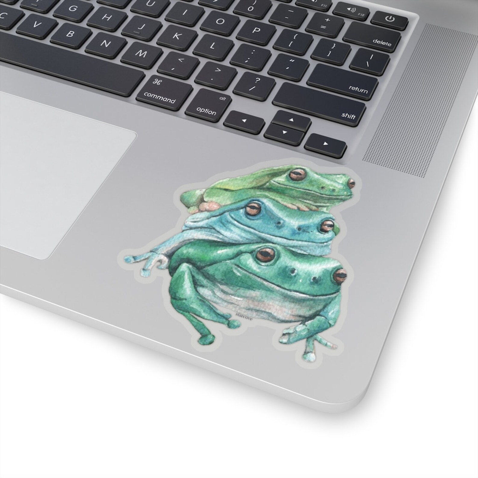 Cute Frog Sticker Green Frog Stacked Kawaii Watercolor Laptop - Etsy