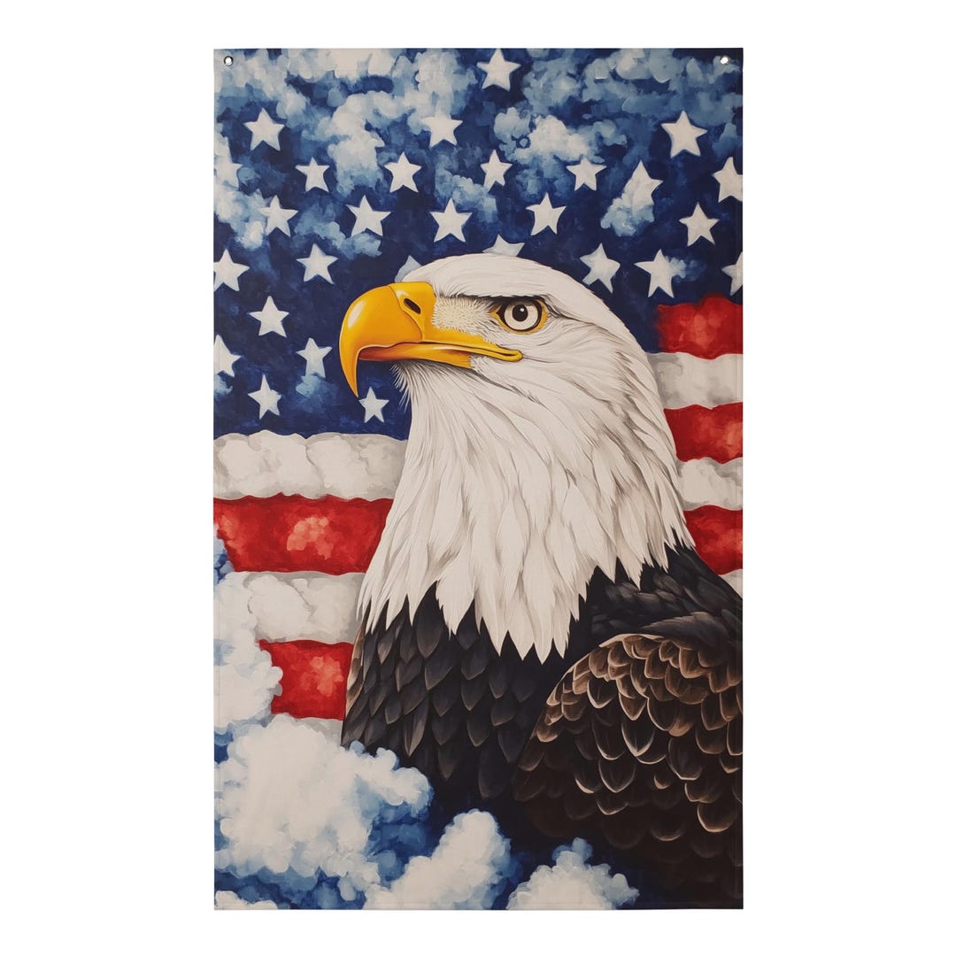 American Bold Eagle Flag Tapestry, USA Patriotic Red White Blue Wall ...