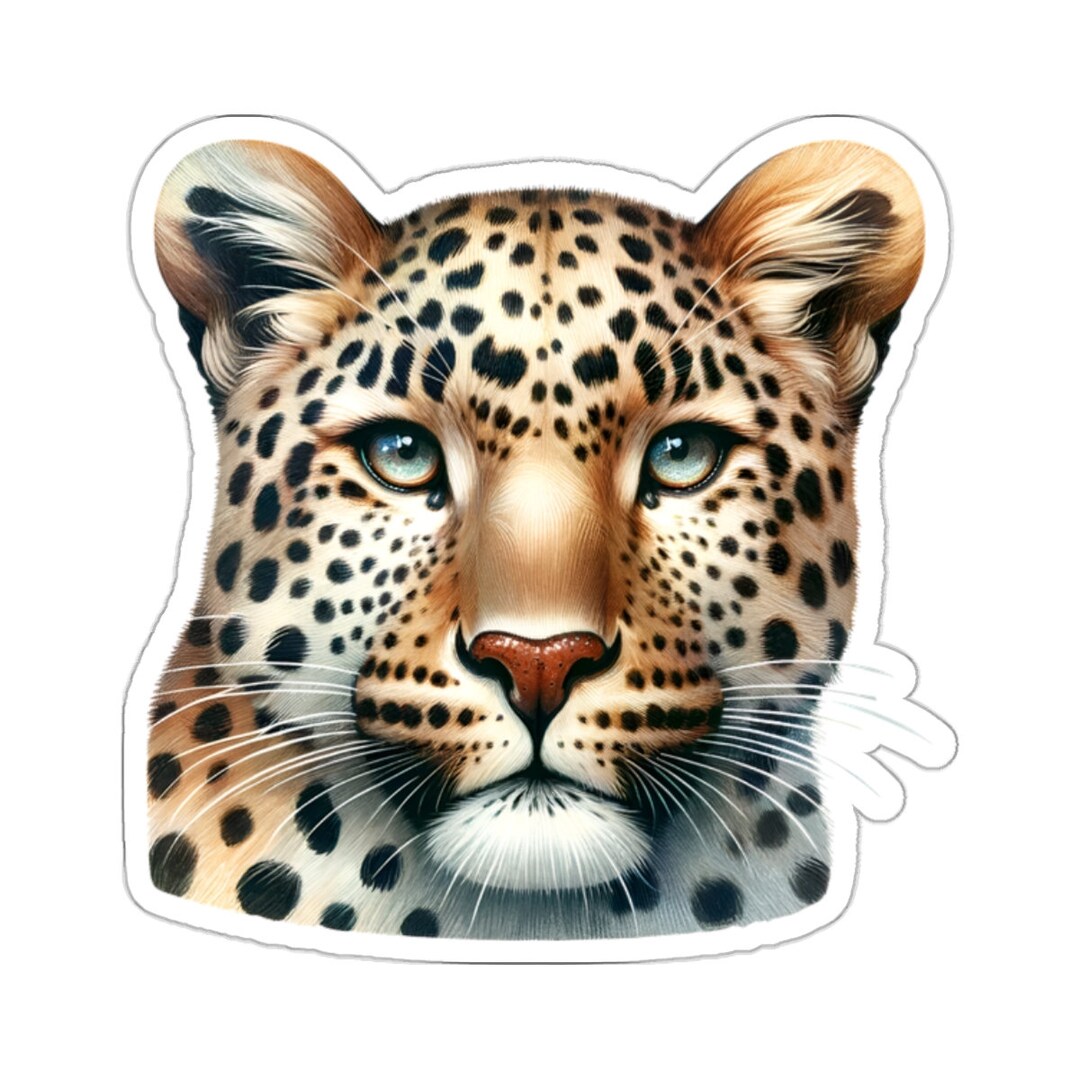 Leopard Face Sticker Decal, Animal Art Vinyl Laptop Cute Waterbottle ...